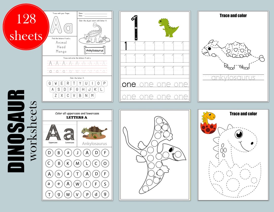 Dino Alphabet, DINOSAUR Worksheets, Trace and Color, Trace Alphabet ...