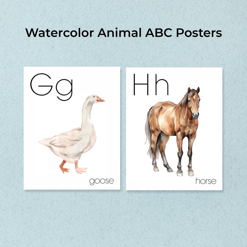 Watercolor Animal Alphabet Posters: Classroom ABC Printables (digital ...