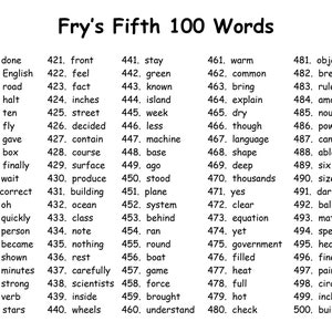 500 Fry Sight Word Flashcards - Etsy
