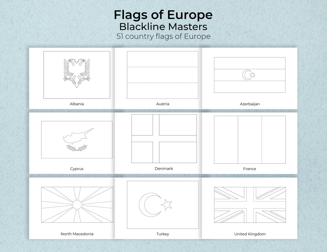 Flag of EUROPE, Blackline Masters, 51 Countries of Europe, Montessori ...