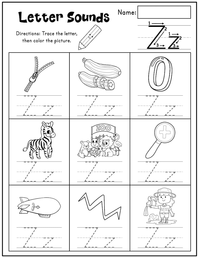 Letter Sound Coloring Pages, 26 Printable Pages, Alphabet Worksheet ...