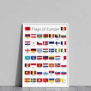 Flags of Europe Poster, Educational Material, Printable, PDF - Etsy