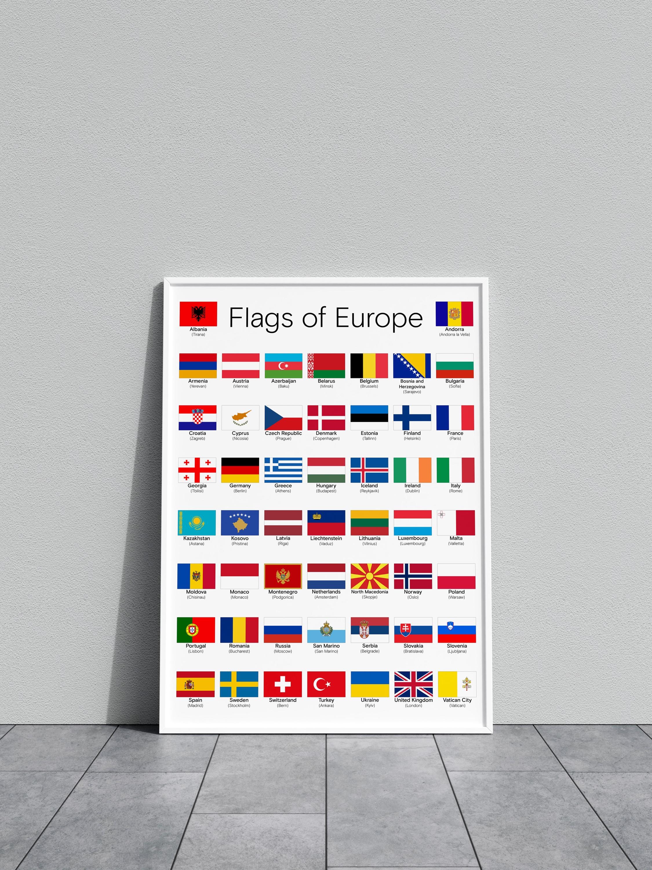 Flags of Europe Poster, Educational Material, Printable, PDF - Etsy