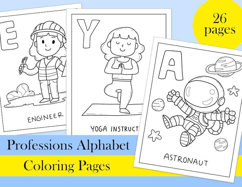 Professions Alphabet Coloring Pages, Community Helpers Coloring Book ...