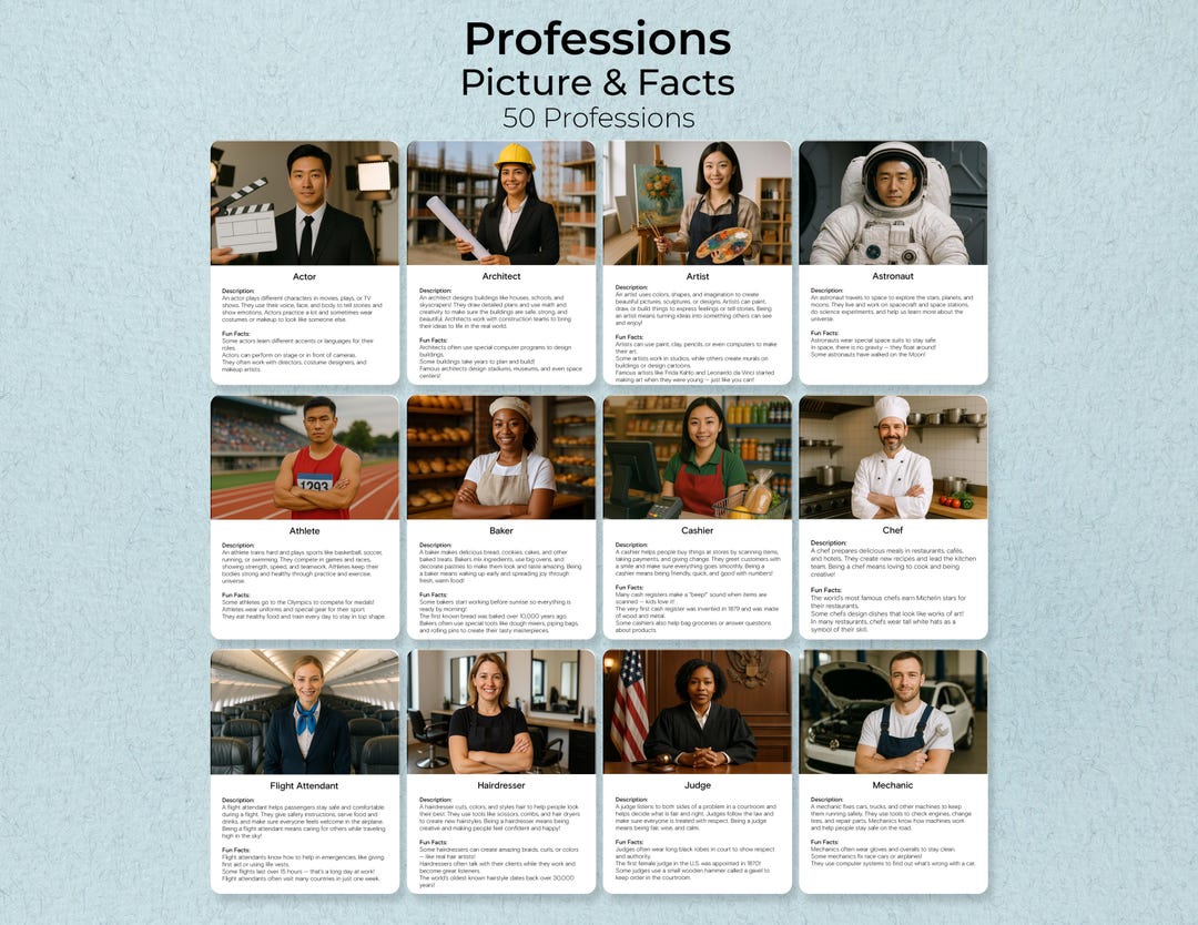 50 Professions for Kids – Realistic Job Photos & Vocabulary Cards ...