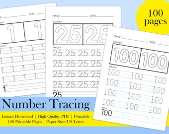 Number Tracing Sheet, Handwriting Practice, Number Writing, Number ...