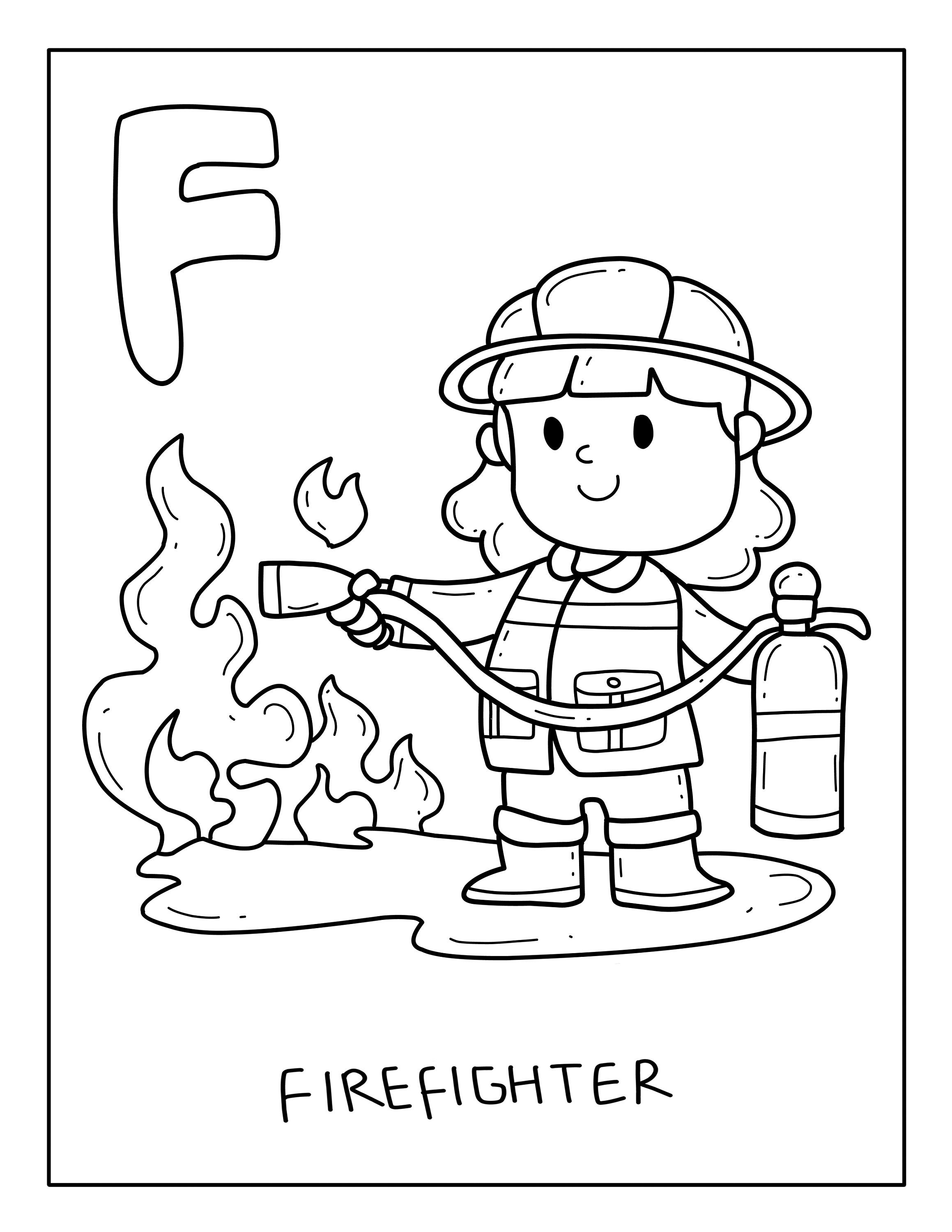Professions Alphabet Coloring Pages, Community Helpers Coloring Book ...