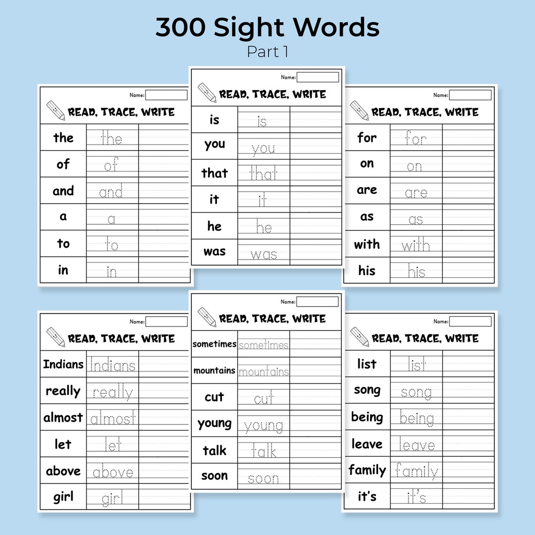 300 Fry Sight Words Worksheets: Read, Trace, Write (PDF) - Etsy