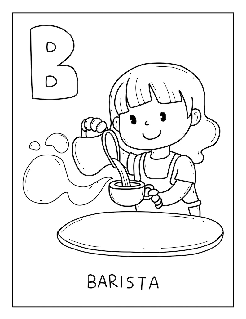 Professions Alphabet Coloring Pages, Community Helpers Coloring Book ...