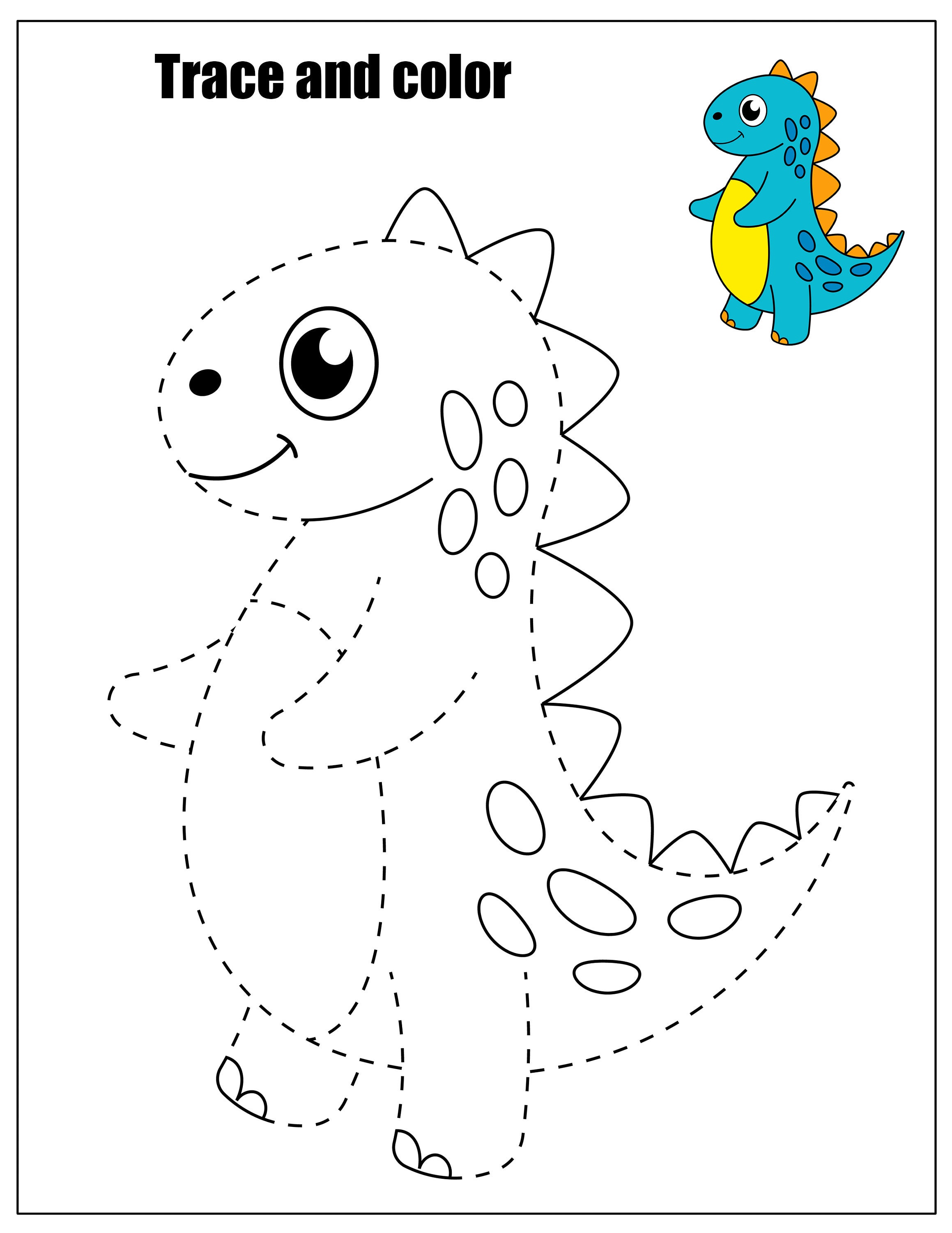 Dino Alphabet, DINOSAUR Worksheets, Trace and Color, Trace Alphabet ...