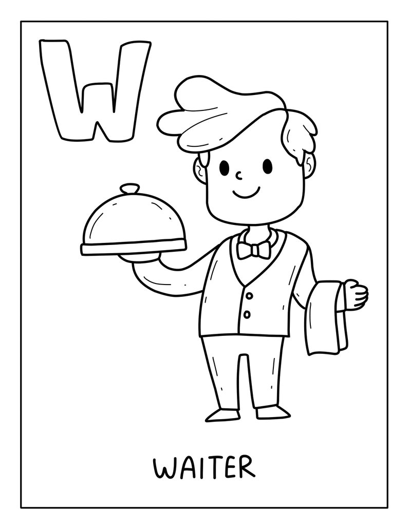 Professions Alphabet Coloring Pages, Community Helpers Coloring Book ...