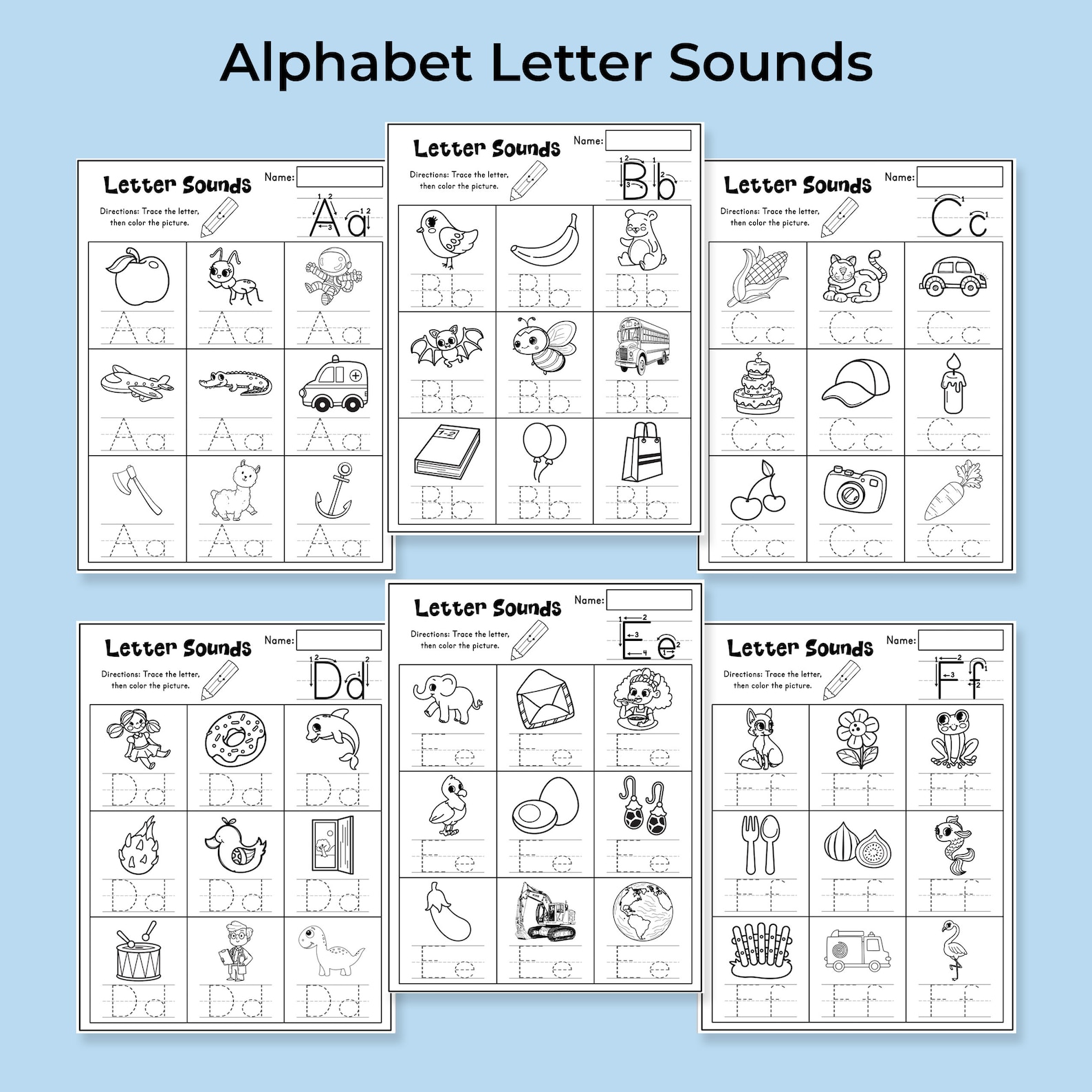 Letter Sound Coloring Pages, 26 Printable Pages, Alphabet Worksheet, Alphabet Tracing, PDF - Etsy