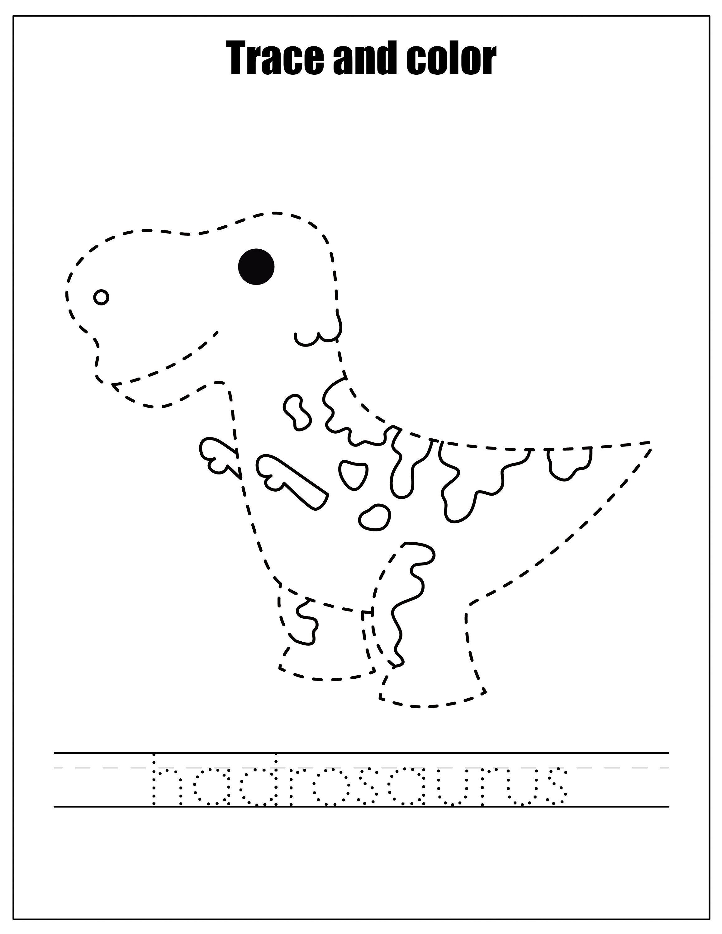 Dino Alphabet, DINOSAUR Worksheets, Trace and Color, Trace Alphabet ...
