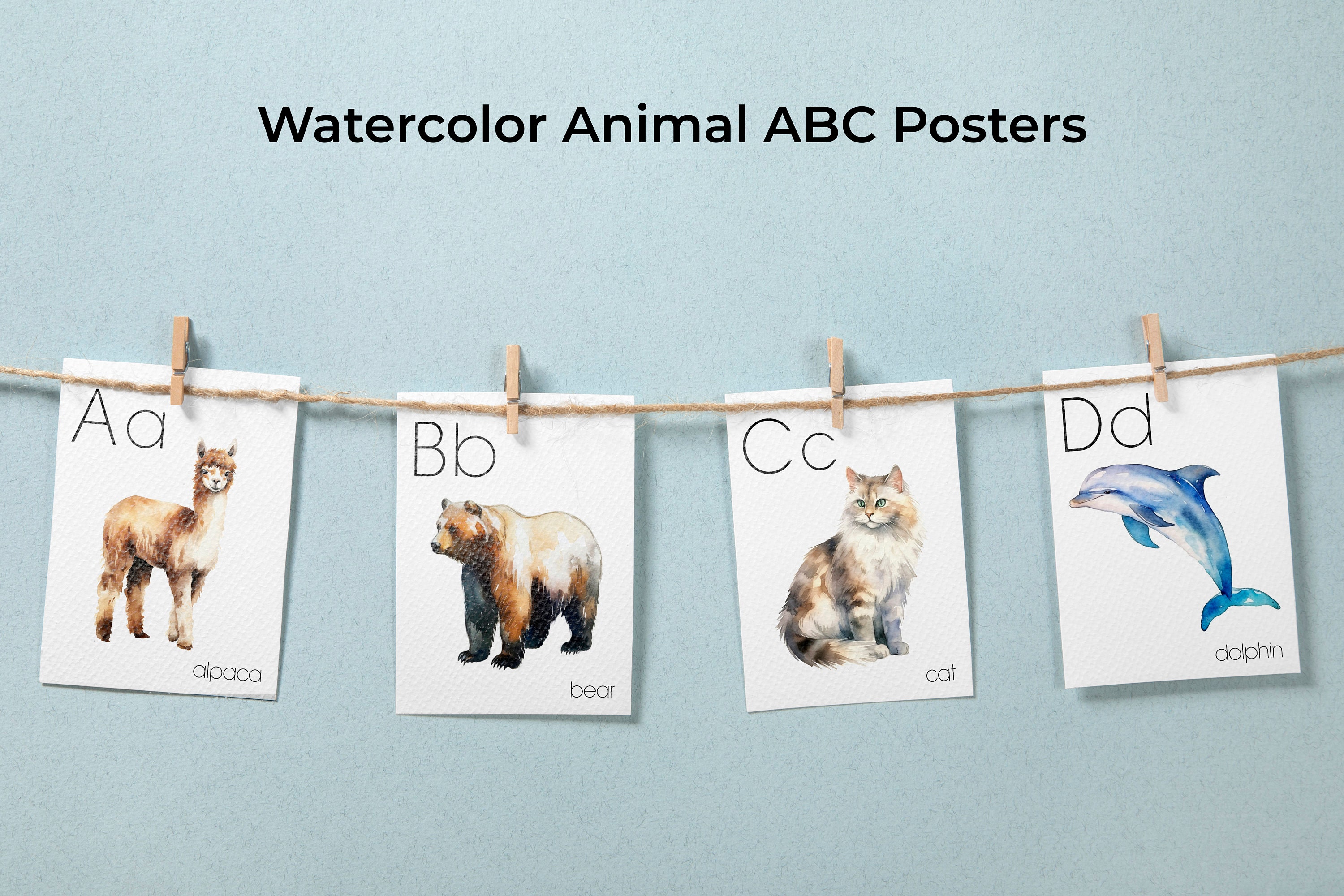 Watercolor Animal Alphabet Posters: Classroom ABC Printables (digital ...