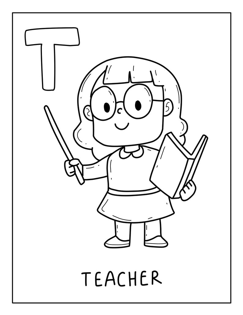 Professions Alphabet Coloring Pages, Community Helpers Coloring Book ...