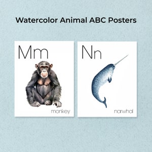 Watercolor Animal Alphabet Posters: Classroom ABC Printables (digital ...