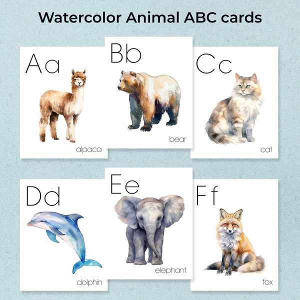 Watercolour Alphabet. Flashcards - Etsy