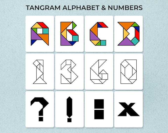Tangram Alphabet Puzzle Cards - 84 Cards & Free Tangram Pattern ...