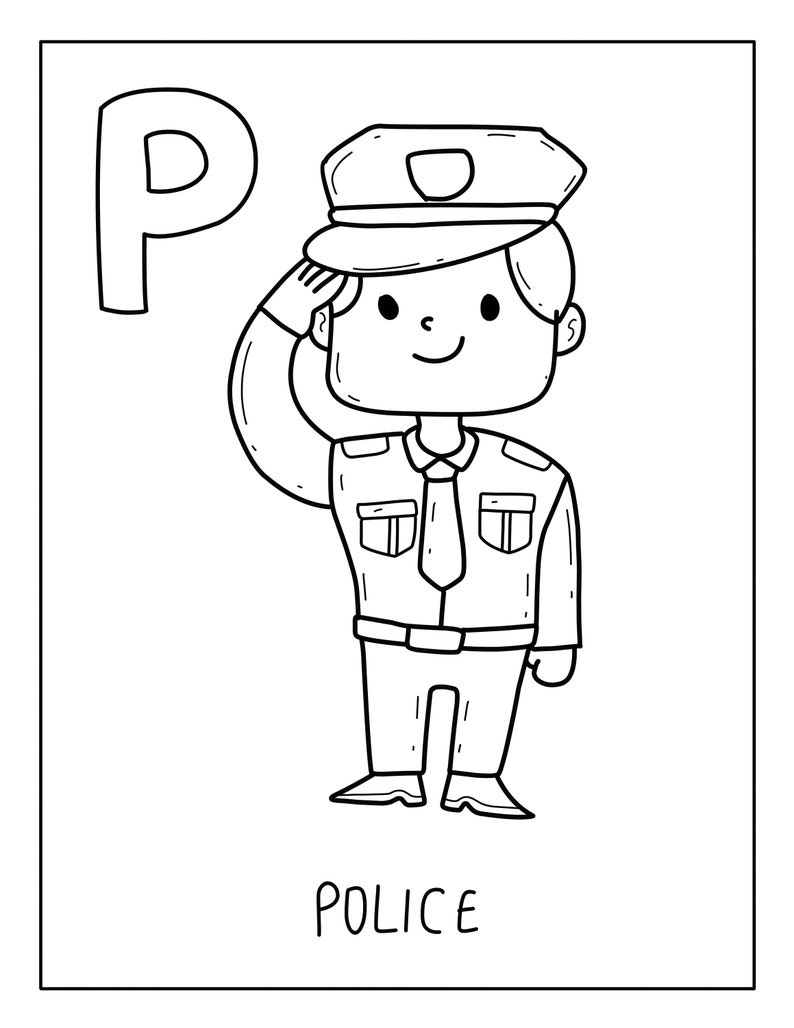 Professions Alphabet Coloring Pages, Community Helpers Coloring Book ...