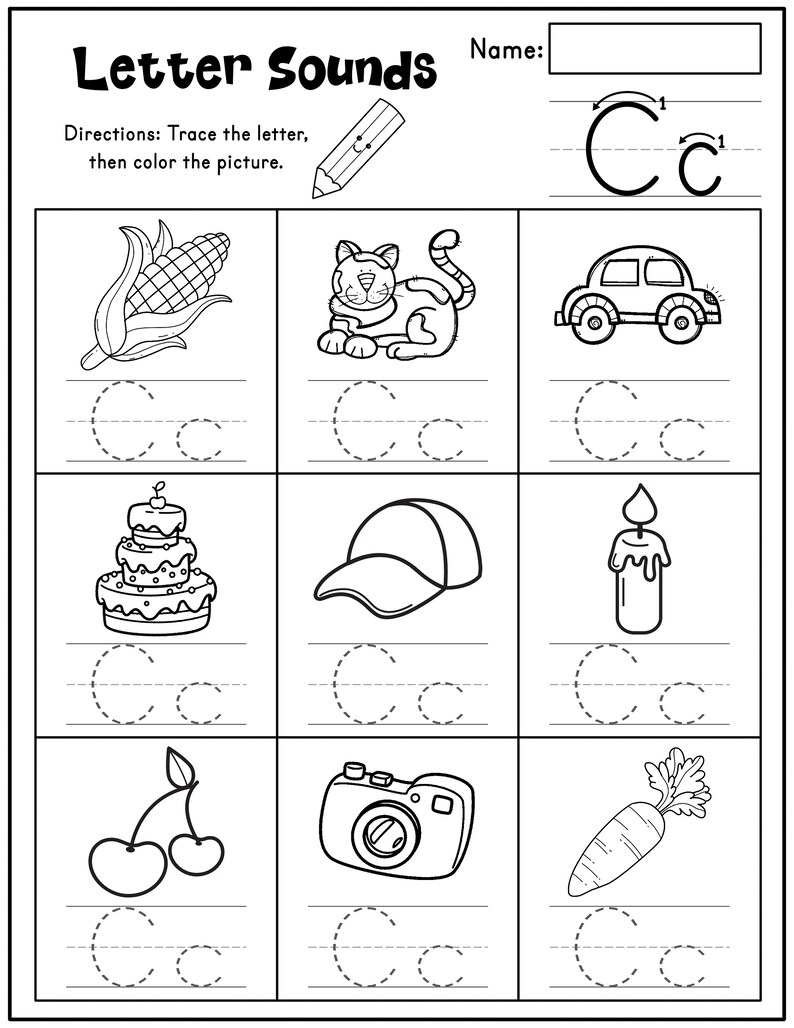 Letter Sound Coloring Pages, 26 Printable Pages, Alphabet Worksheet, Alphabet Tracing, PDF - Etsy