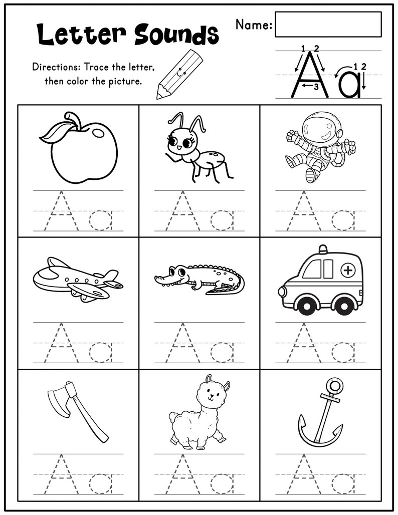 Letter Sound Coloring Pages, 26 Printable Pages, Alphabet Worksheet, Alphabet Tracing, PDF - Etsy