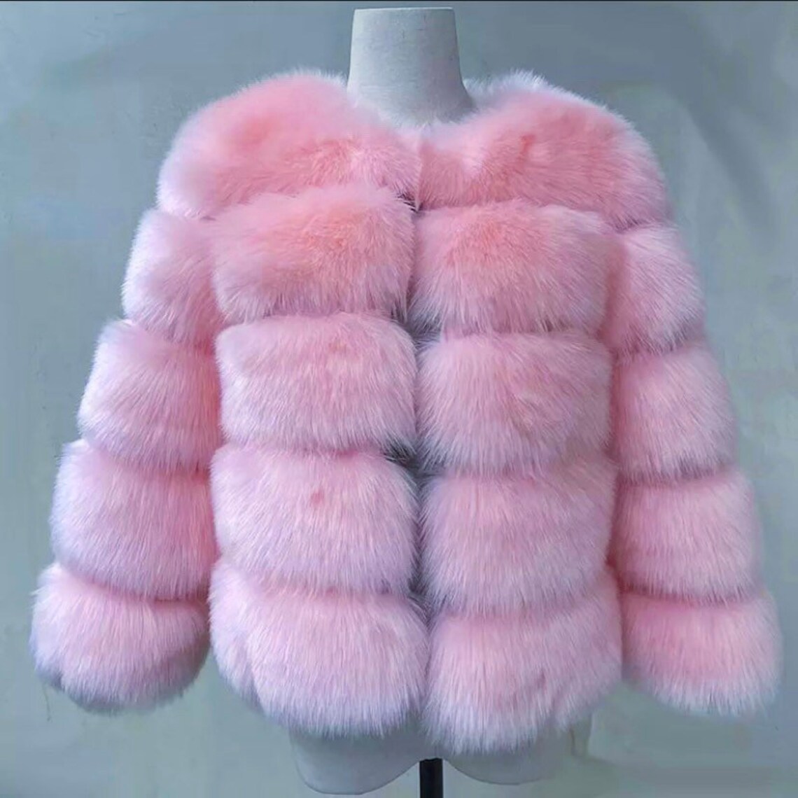 Candy Pink Faux Fur Classic 5 Row Jacket Custom Shade - Etsy UK