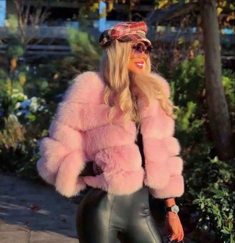 Candy Pink Faux Fur Classic 5 Row Jacket Custom Shade - Etsy UK