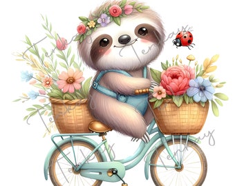 Sloth on Bike - Etsy