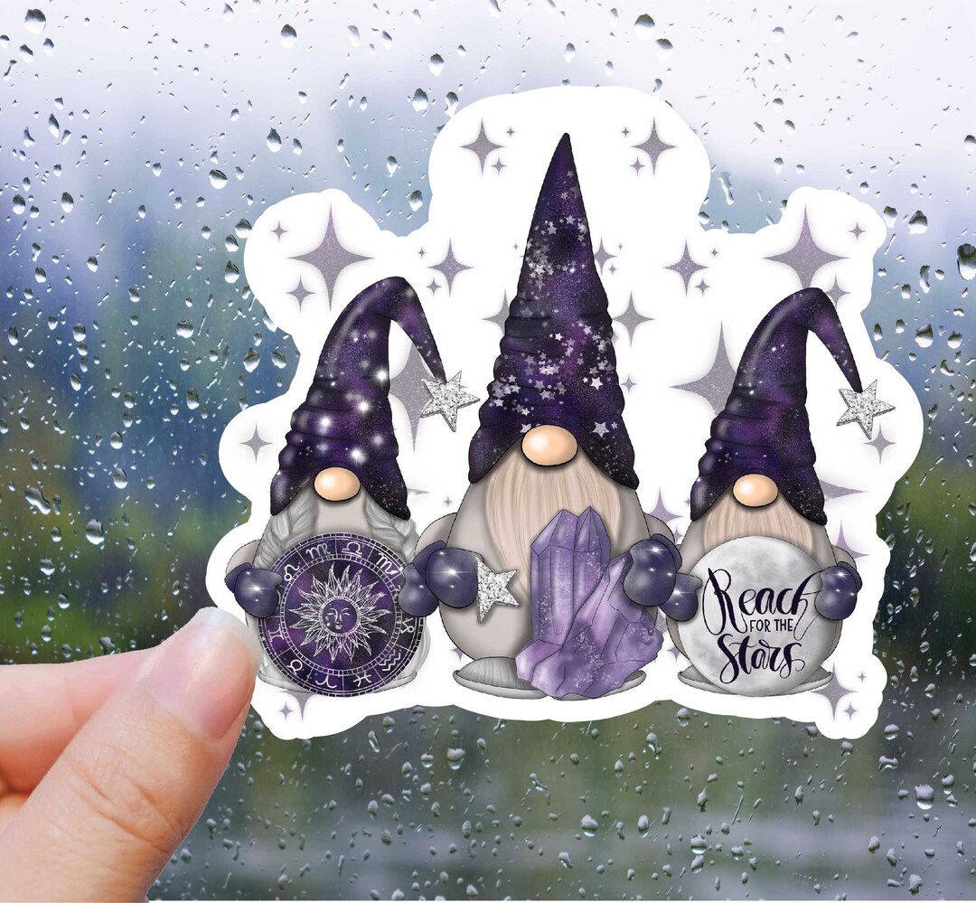 Celestial Gnome Sticker, Magical Gnome, Wiccan Gnome, Gnome Vinyl ...
