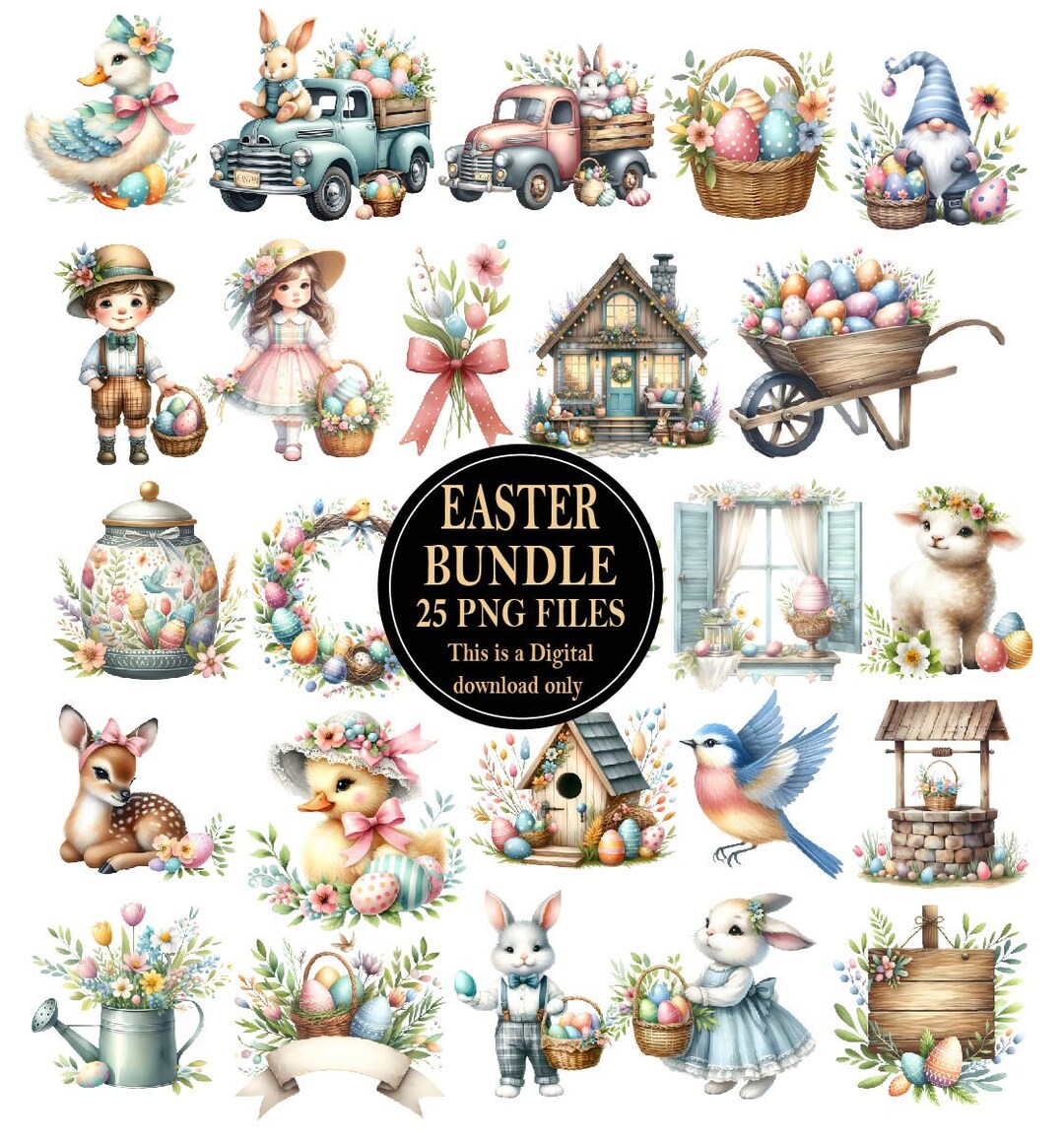 Easter Clip Art, Easter Bundle, Watercolor Easter Clip Art, Easter PNG ...