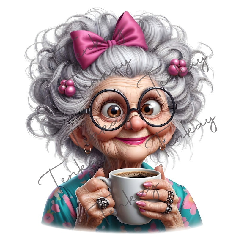 Old Ladies Png, Funny Old Ladies Clipart, Old Lady and Coffee, Old Lady ...