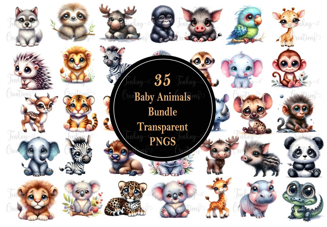 Baby Animals Clipart, Animal Clipart, Animal Bundle, Baby Animal Bundle ...