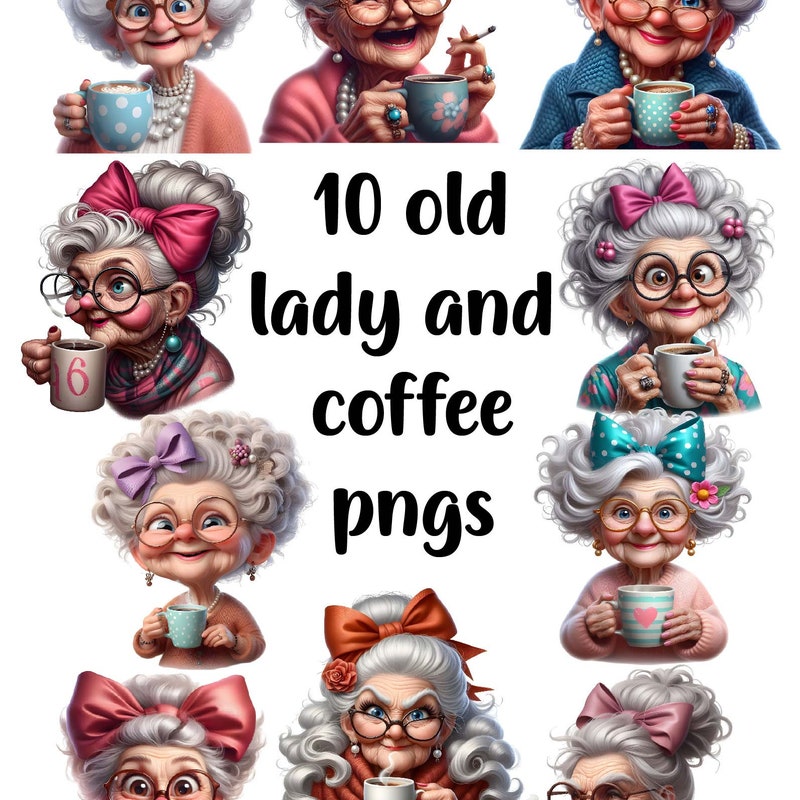 Funny Old Lady Clipart - Etsy
