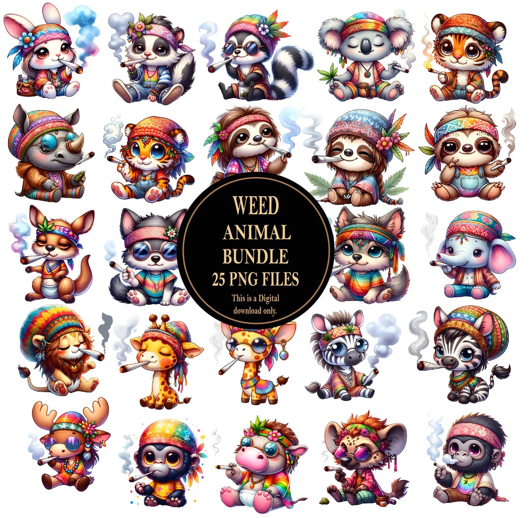 Cannabis Bundle, Cannabis Animals, Cannabis Clip Art, 420 Animal PNG ...