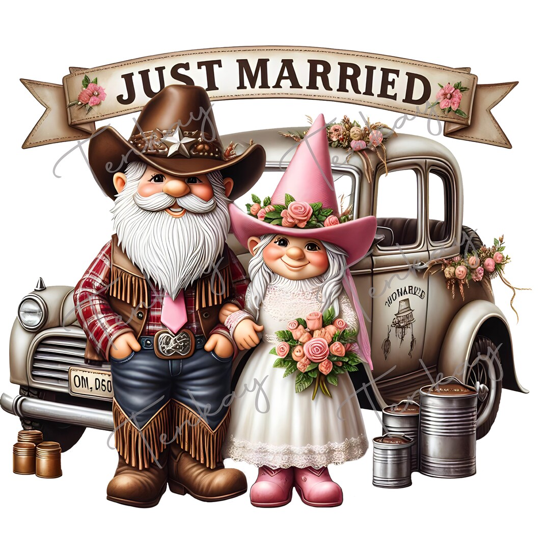 Country Wedding Gnomes, Gnome Couple, Country Gnomes, Wedding Gnomes ...