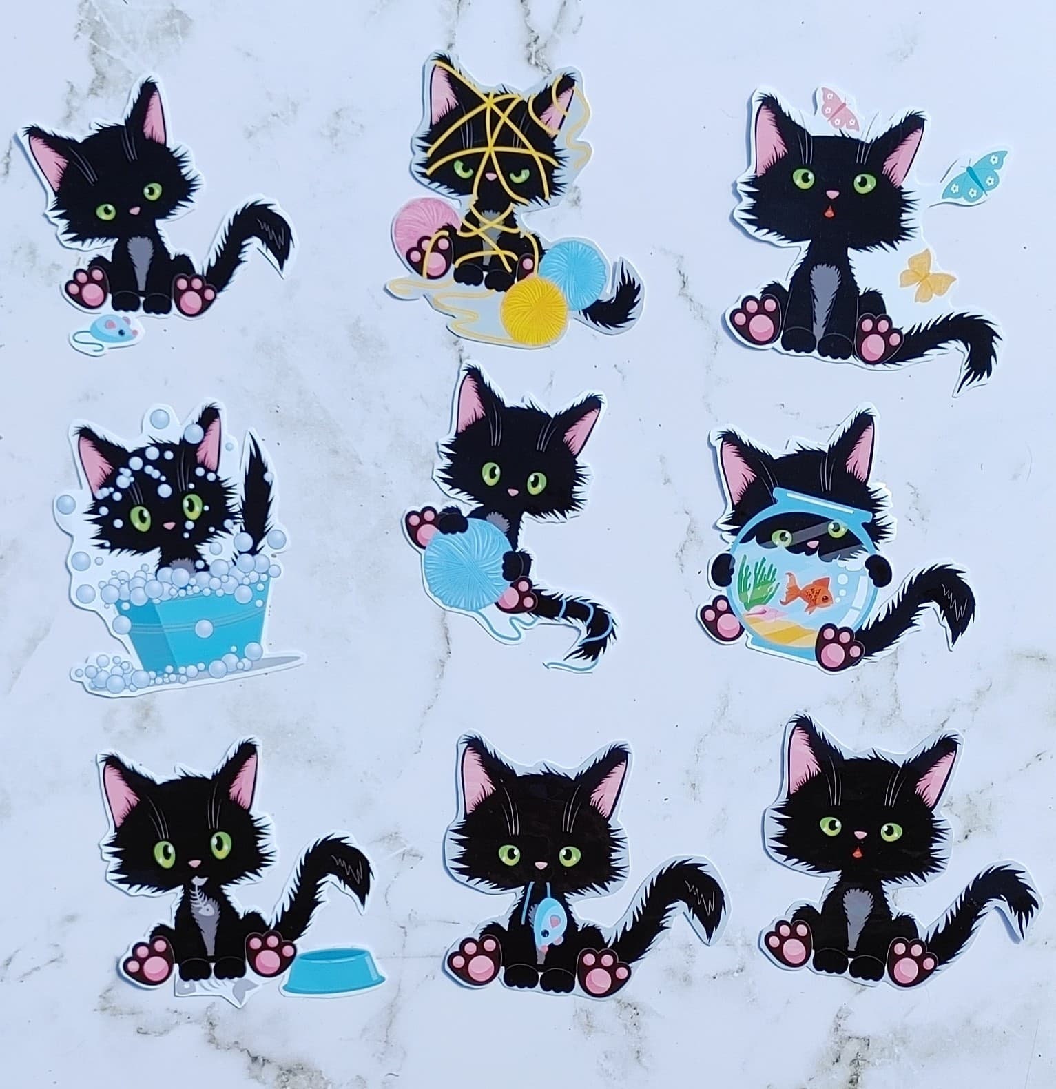 Cat Bundle of 9 stickers Cat Sticker Pack sticker Pack | Etsy