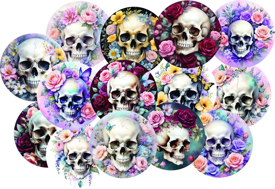 Skull Bundle, Skull Sublimation, Skull and Roses, Round Sublimation ...