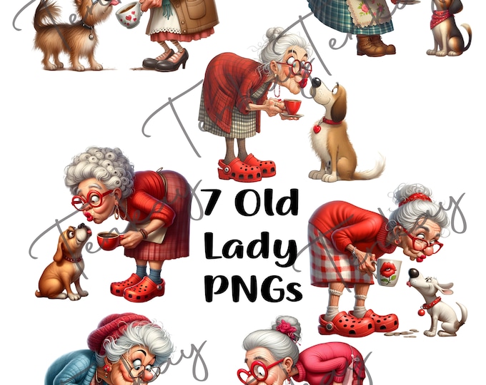 Funny Old Ladies Clipart, Elderly Clipart, Cute Grandma, Old Ladies PNG ...