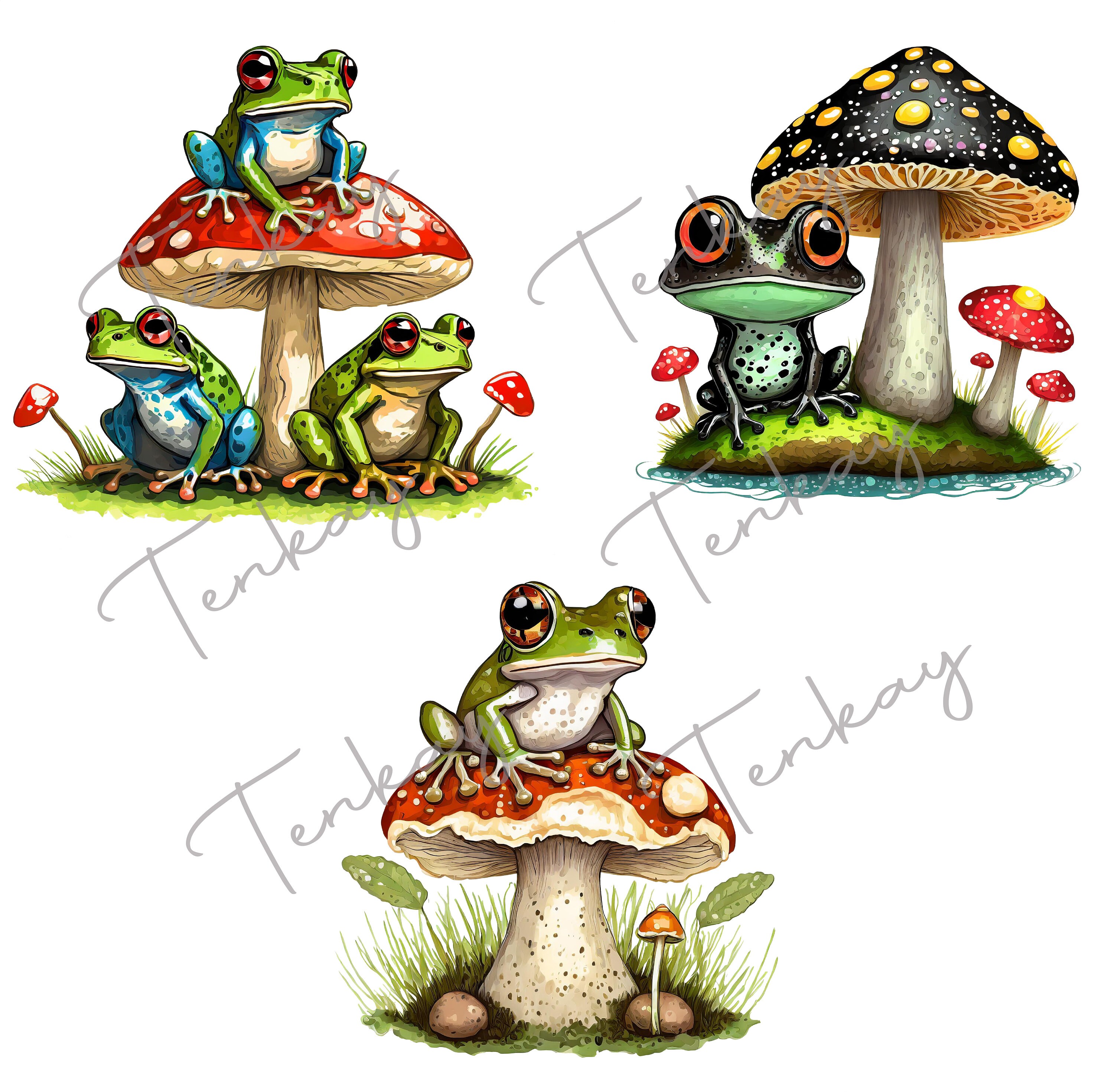 Frog Bundle, Frog Toadstool, Frog PNG, Frog Digital Download, Cute ...