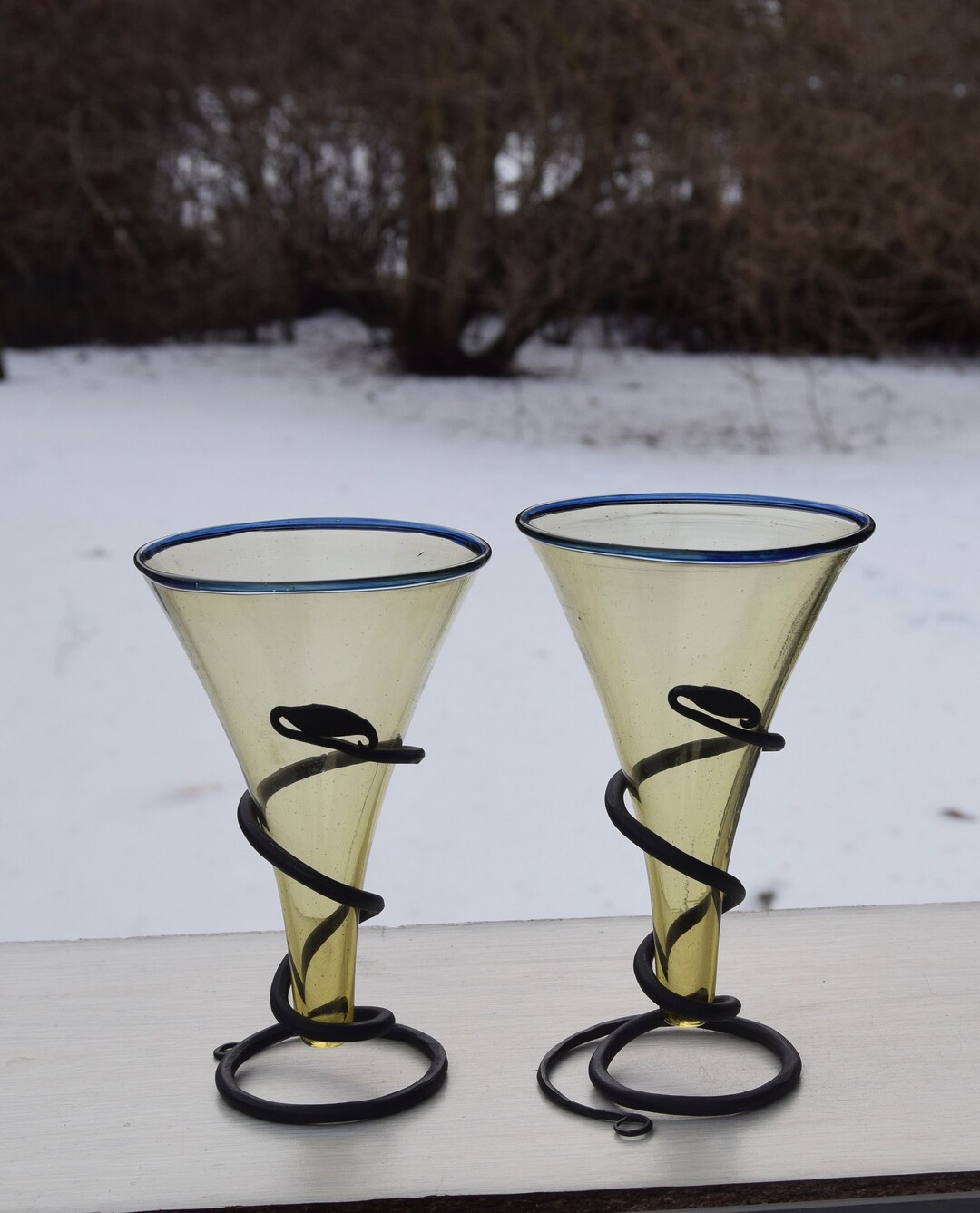 A Pair of BIRKA VIKING BEAKERS With Blue Rim. Viking Age Replicas With ...