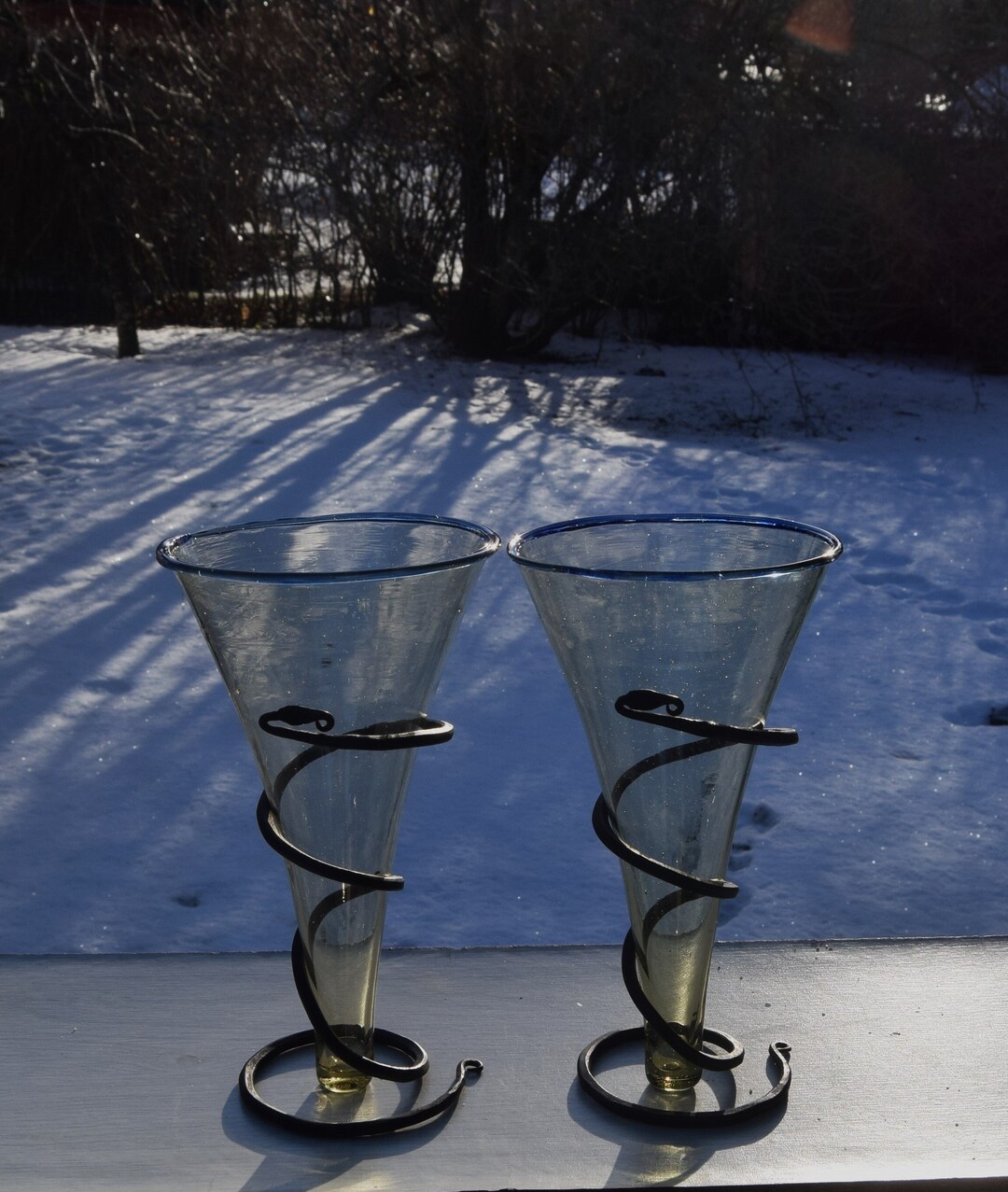 2 LARGE BIRKA VIKING Cone Beakers With Blue Rim Viking Age Replicas ...