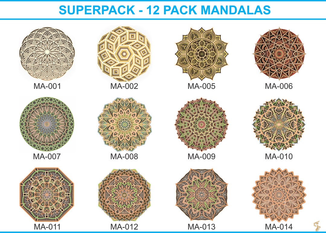 12-pack Multilayer Mandala Wall Art Vector DXF Lasercut CNC - Etsy