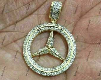 Gold Mercedes Pendant - Etsy