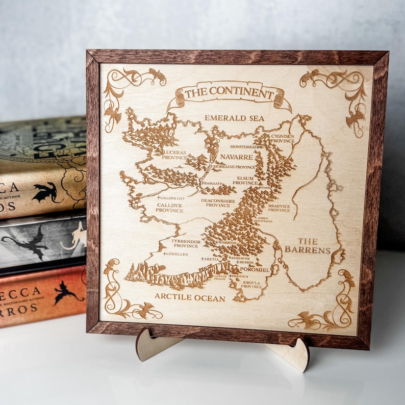Fourth Wing Map, Engraved Navarre Map, Bookish Wood Wall Art, Basgiath ...