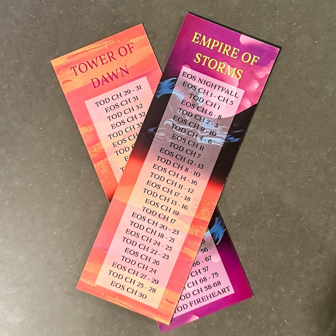 Set of 2 Tower of Dawn and Empire of Storms Tandem Read Bookmarks ...