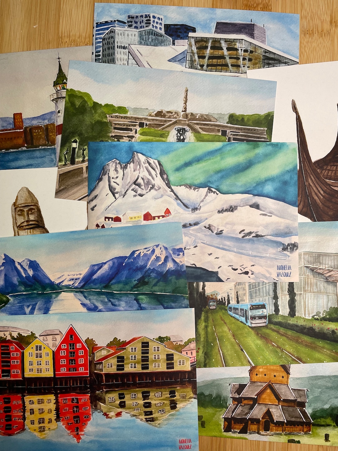 Set of 10 Norwegian Landscapes Postcards, Watercolor Postcards - Etsy