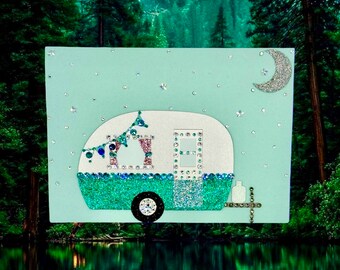 Summer Camping Card, Handmade Blank Card, Camper Card, Any Occasion ...
