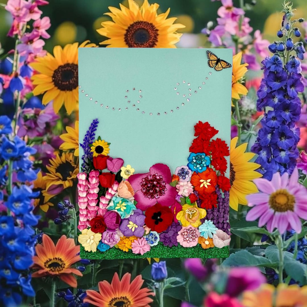 3D Butterfly Garden Card - Etsy