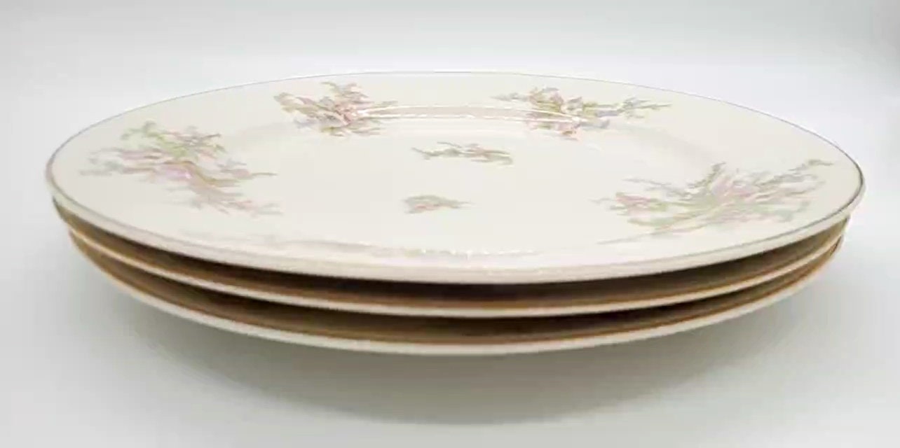 Vintage Circa 1931-1951 Set/3 Warwick Plates Pink Purple Cascade Roses ...