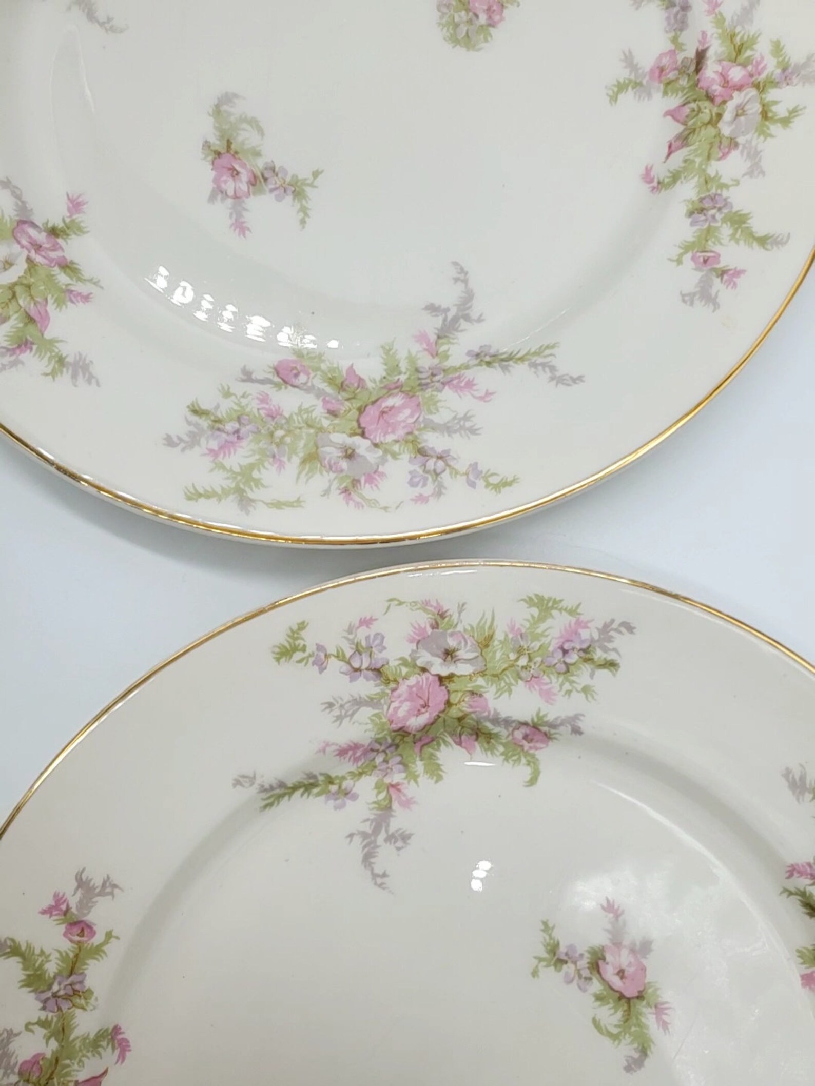 Vintage Circa 1931-1951 Set/3 Warwick Plates Pink Purple Cascade Roses ...